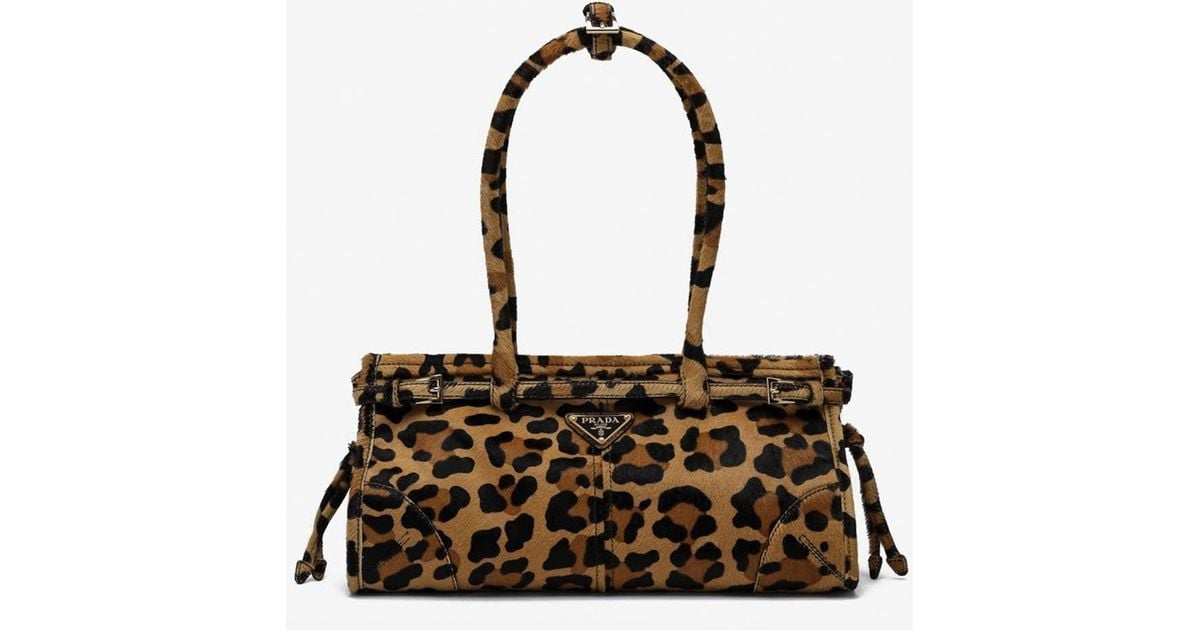 Prada Medium Leopard Print Top Handle Bag in White | Lyst
