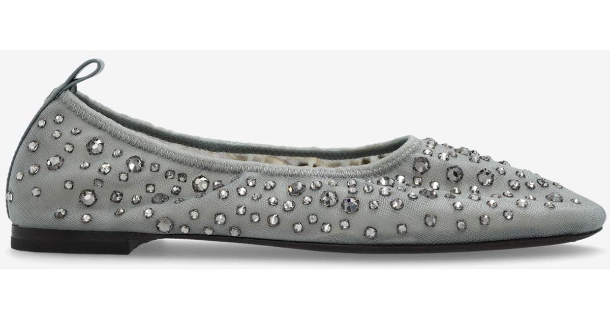 Tory Burch Crystal Mesh Ballet Flats in White | Lyst