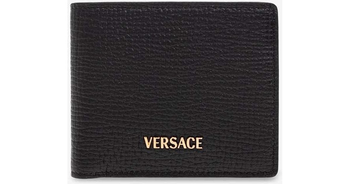 Versace Myth Bi-Fold Leather Wallet in White for Men | Lyst