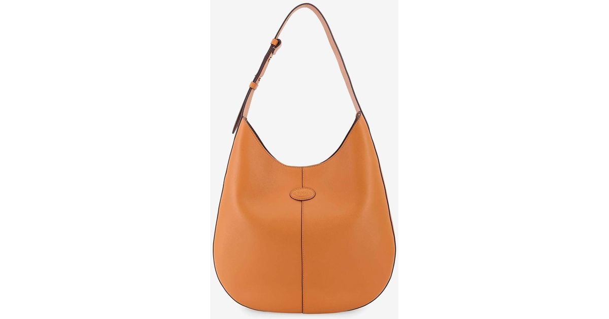 Tod's Small Di Bag Calf Leather Hobo Bag in Orange | Lyst
