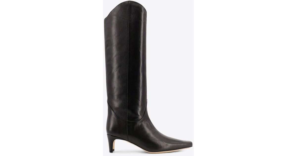 STAUD Western Wally 50 Leather Knee-High Boots in Black | Lyst