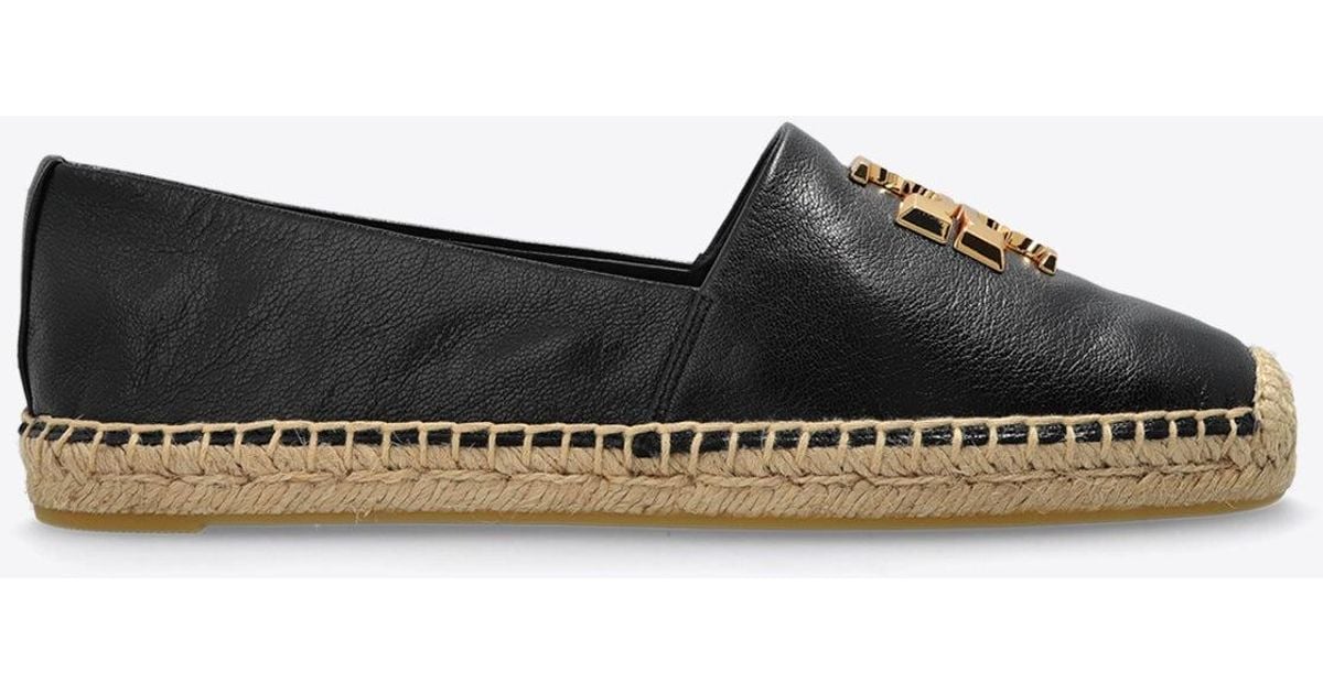 Tory Burch Eleanor Double T Leather Espadrilles in White | Lyst