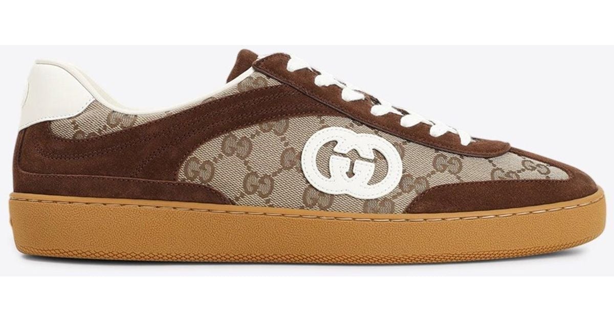 Gucci G74 Interlocking G Suede Sneakers in Brown for Men | Lyst