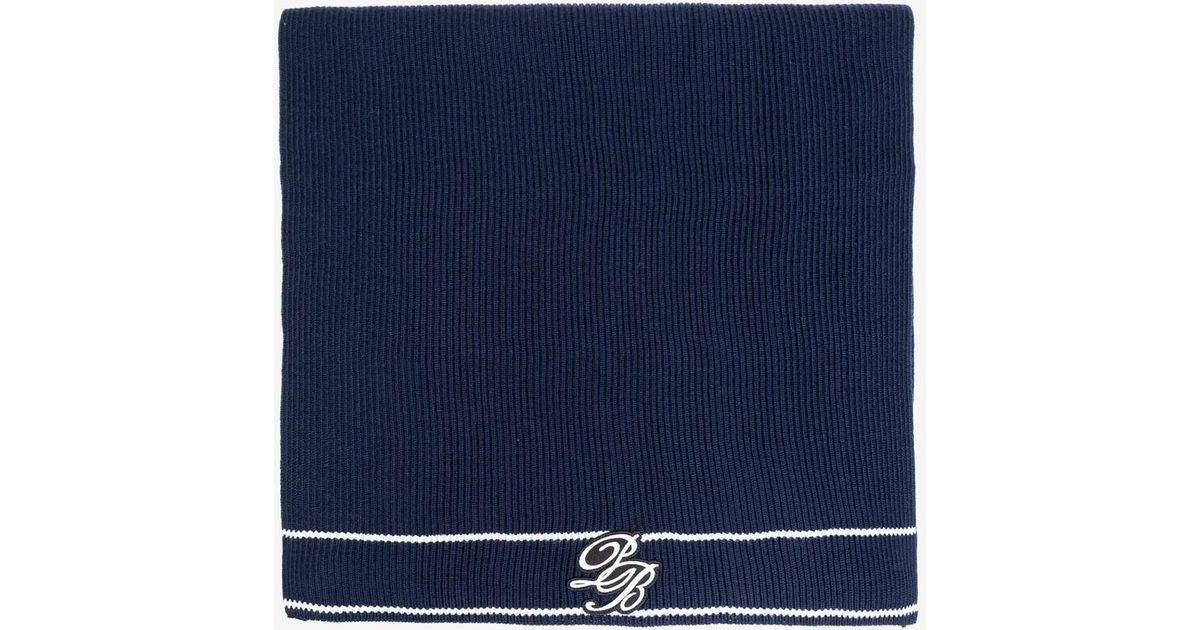 Balmain Pb Patch Wool Scarf in Blue for Men | Lyst