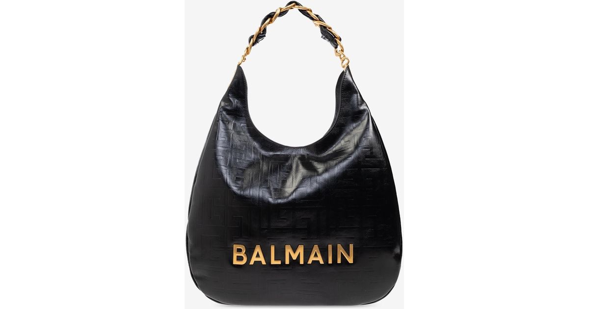 Balmain Large 1945 Crinkled Leather Tote Bag in Black | Lyst