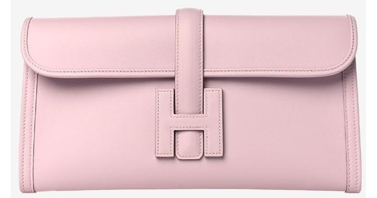 Hermès Jige Elan 29 Clutch Bag In Mauve Pale Swift Leather in Pink ...