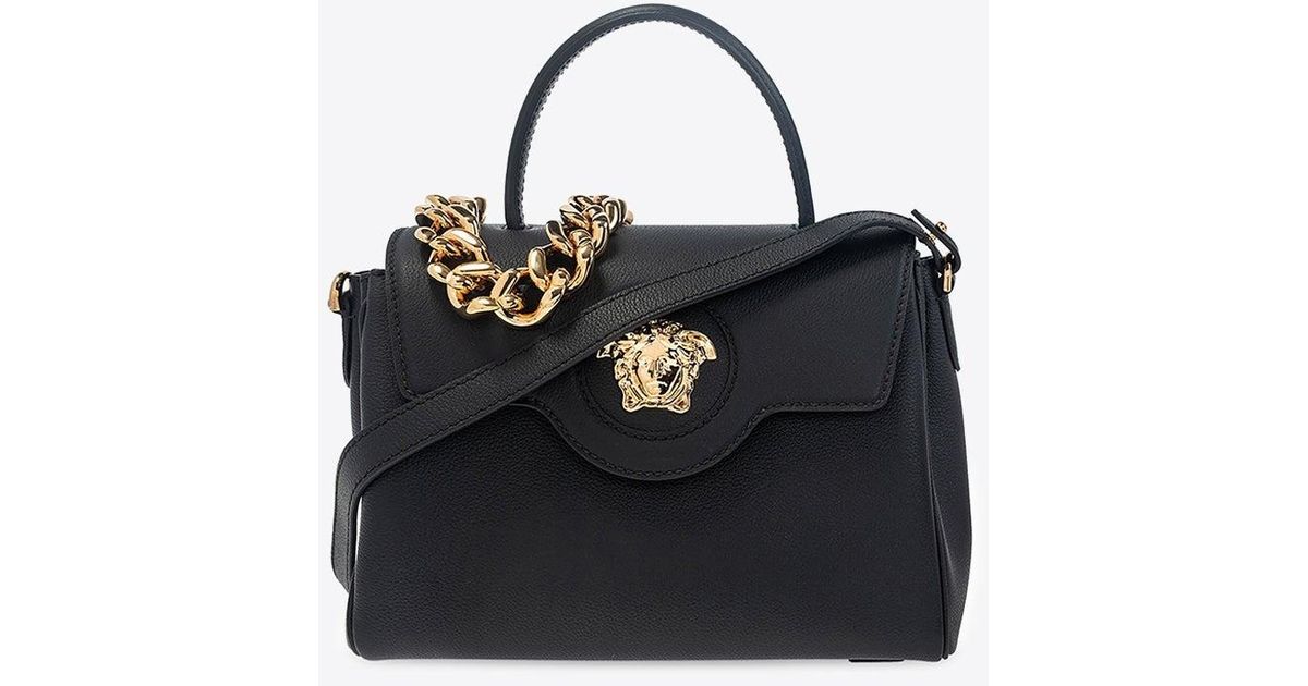 Versace Medium La Medusa Shoulder Bag in Black | Lyst