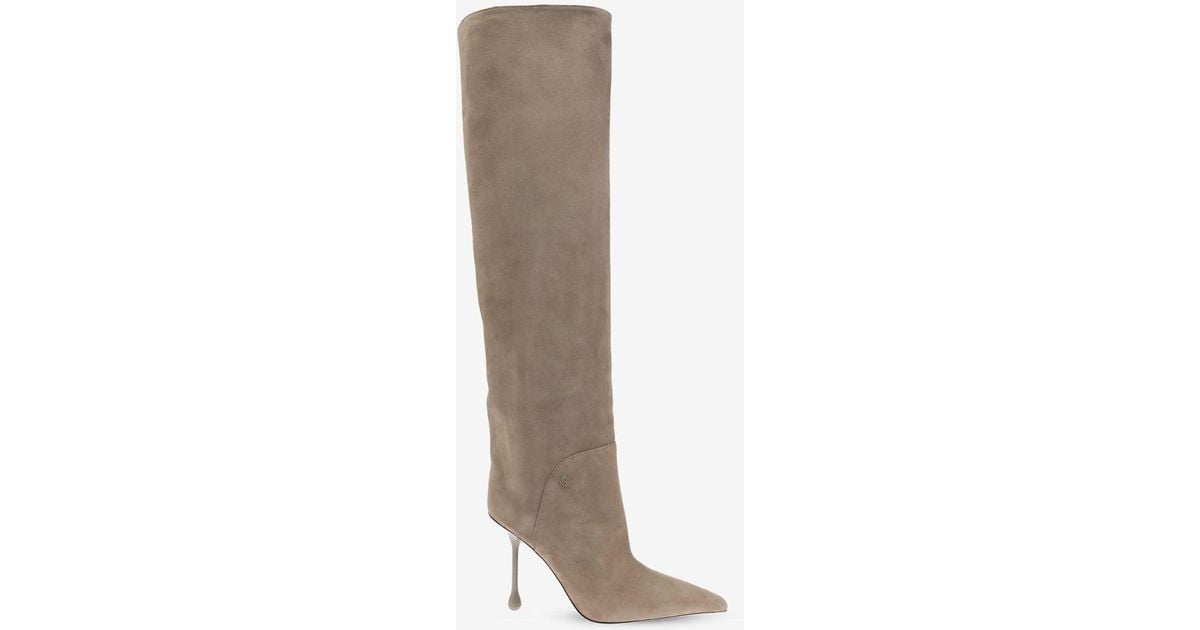 Jimmy Choo Cycas 95 Over-The Knee Suede Boots in White | Lyst