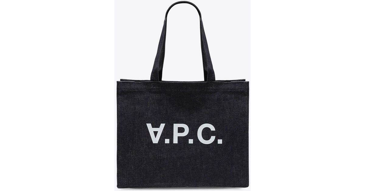 A.P.C. Denim Tote Bag with Logo Print in Black | Lyst