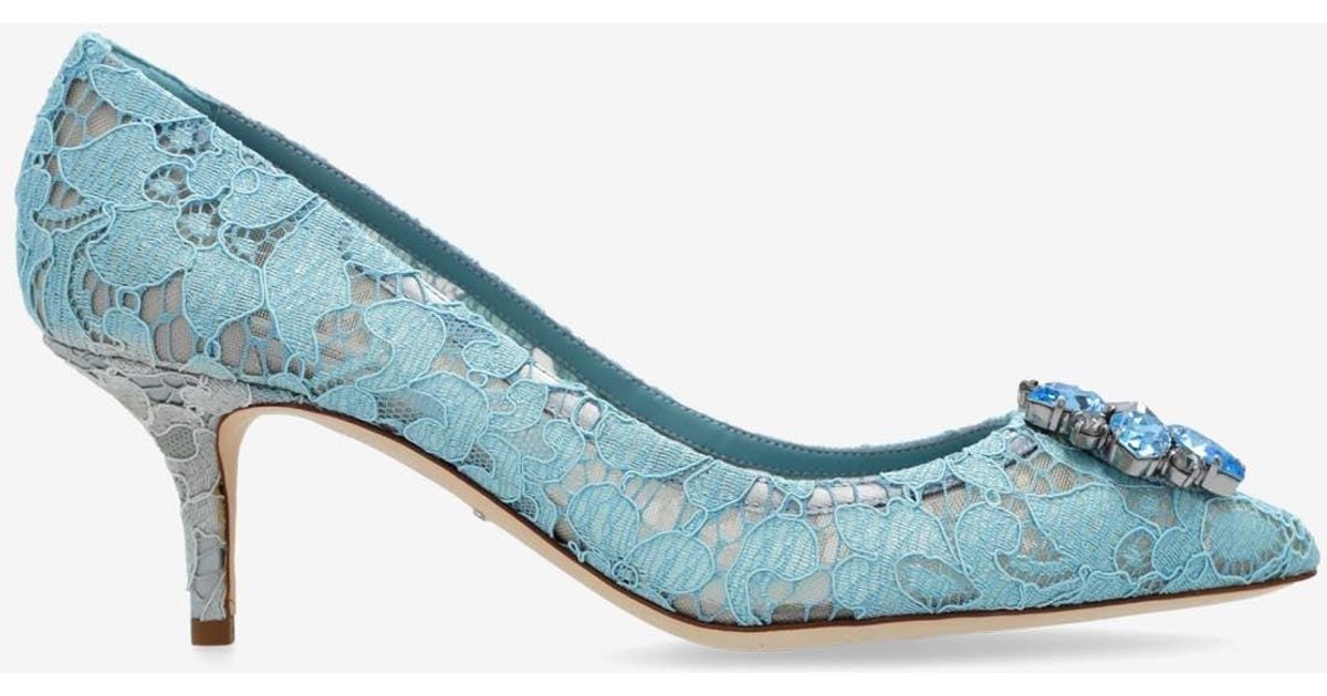 Dolce & Gabbana Bellucci 60 Crystal Embellished Lace Pumps in Blue | Lyst