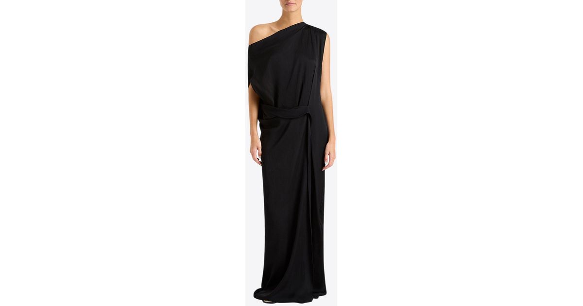 Bondi Born Ardea One-Shoulder Draped Maxi Dress in Black | Lyst