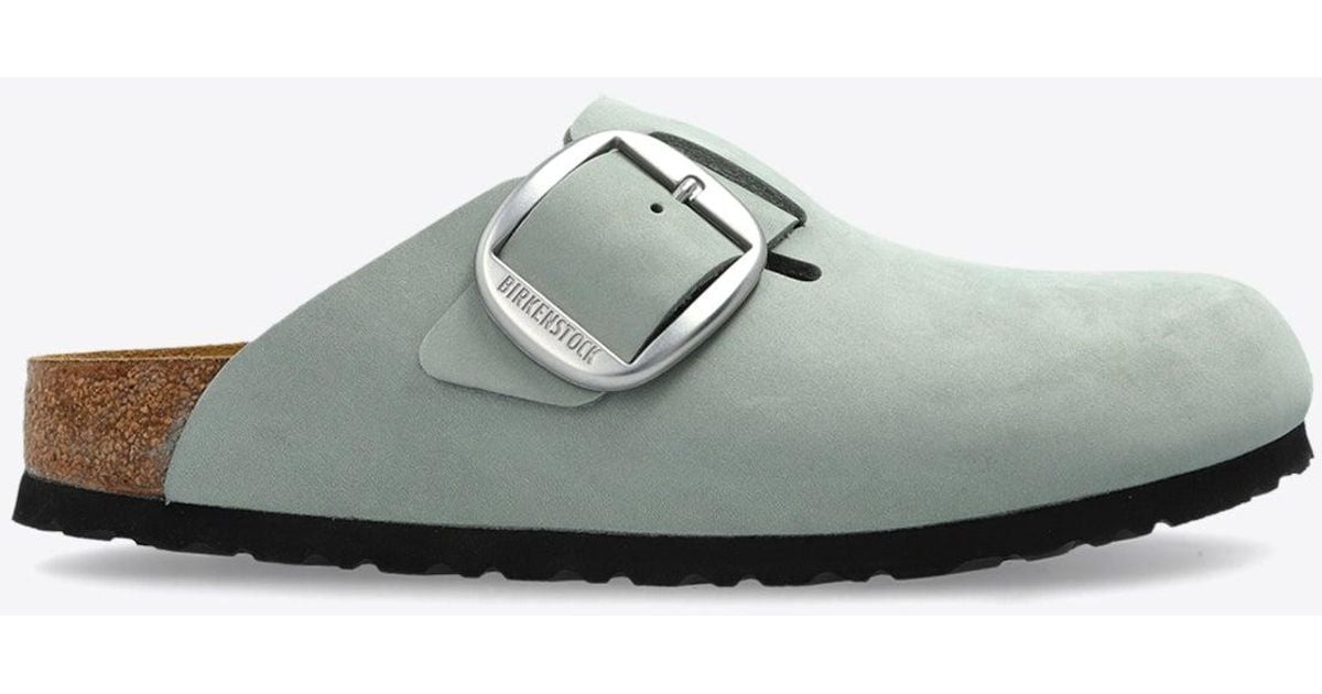 Birkenstock Boston Big Buckle Nubuck Leather Clogs in Blue | Lyst