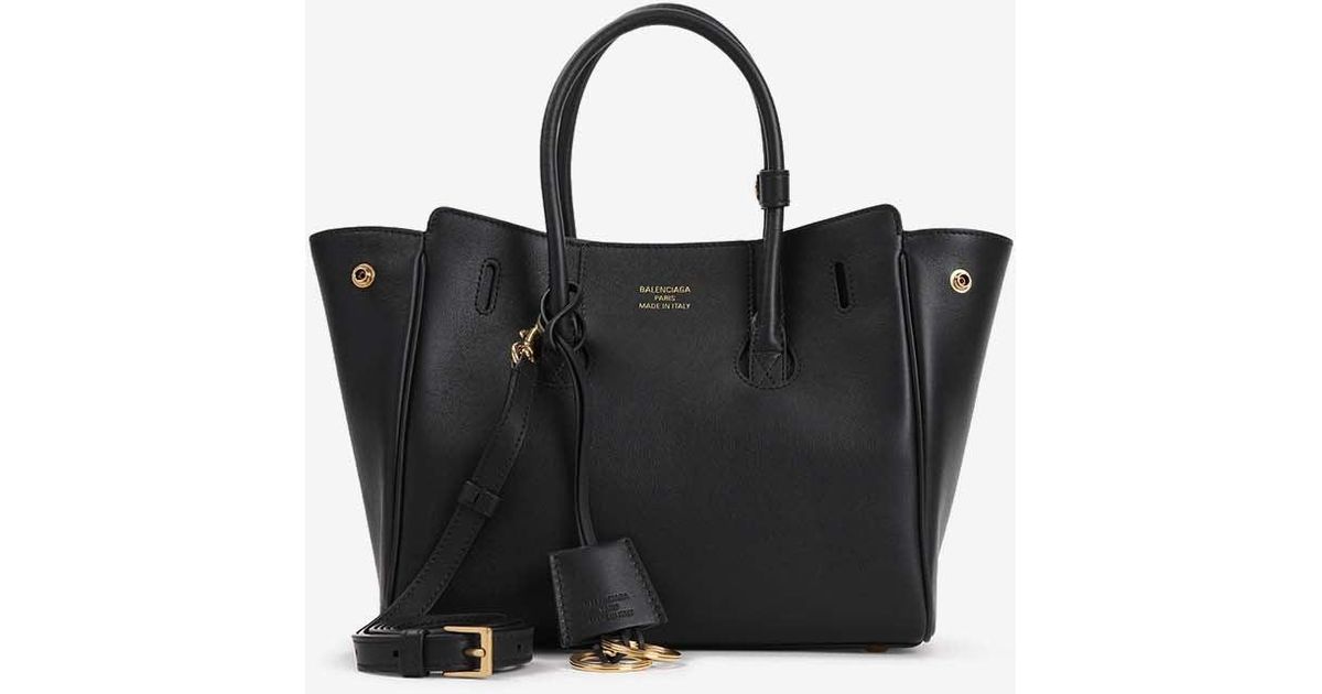Balenciaga Mini Hampton Leather Tote Bag in Black | Lyst
