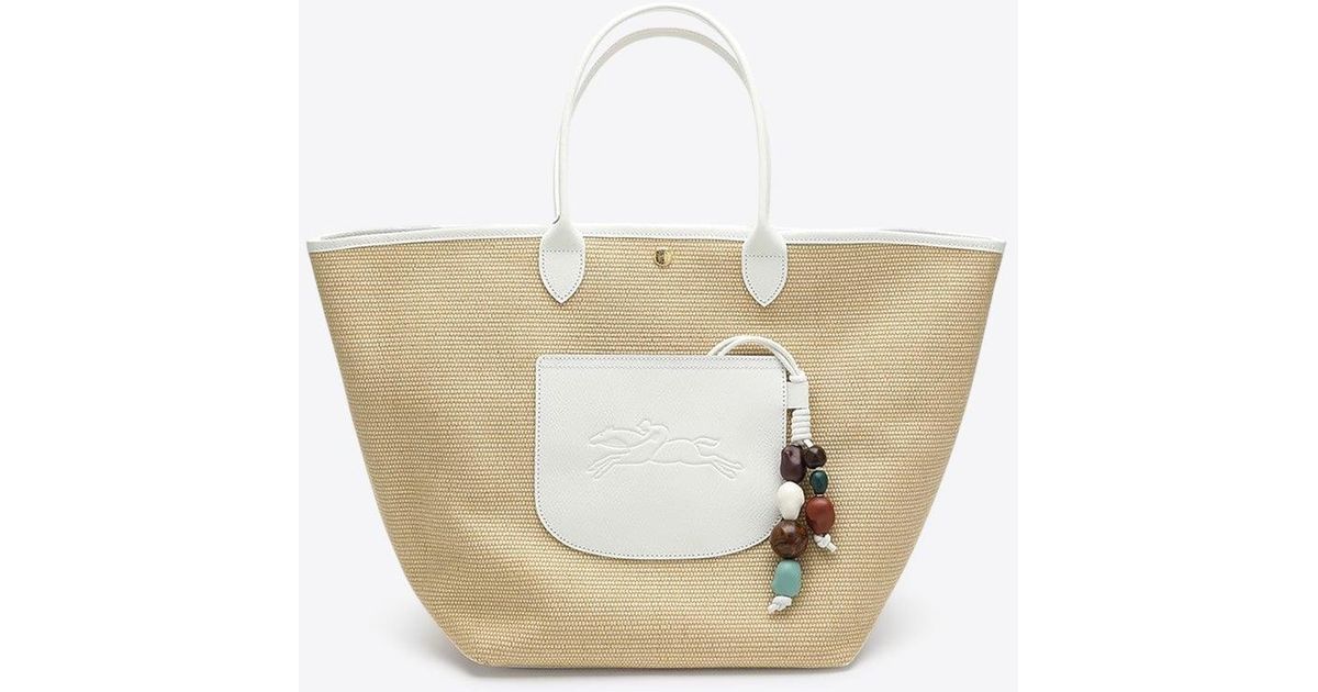 Longchamp Large Le Pliage Basket Tote Bag in White | Lyst Australia