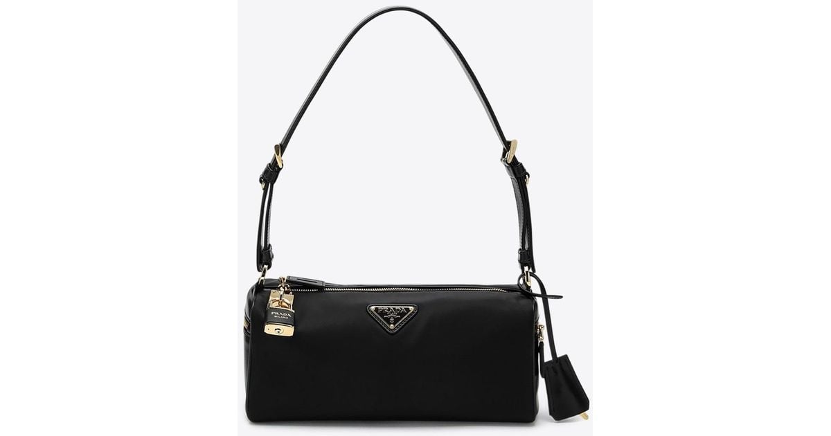 Prada Medium Logo Shoulder Bag With Branded Padlock in White | Lyst