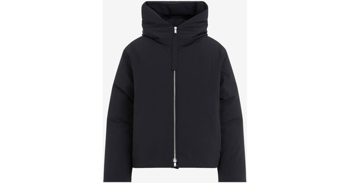 Jil Sander Zip-Up Down Jacket in Black | Lyst