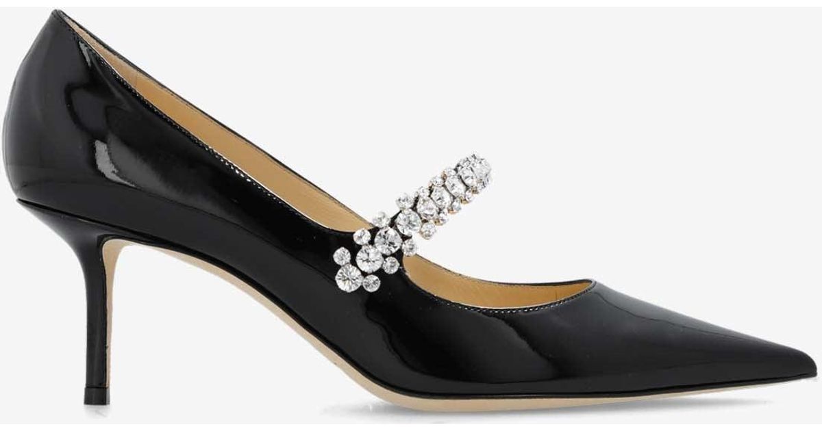 Jimmy Choo Bing 65 Crystal Embellished Patent Leather Pumps in Black | Lyst
