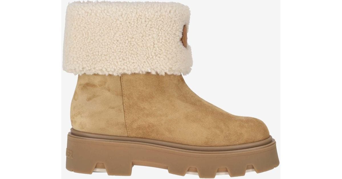 Moncler Aurea Mid Ankle Boots in Natural | Lyst