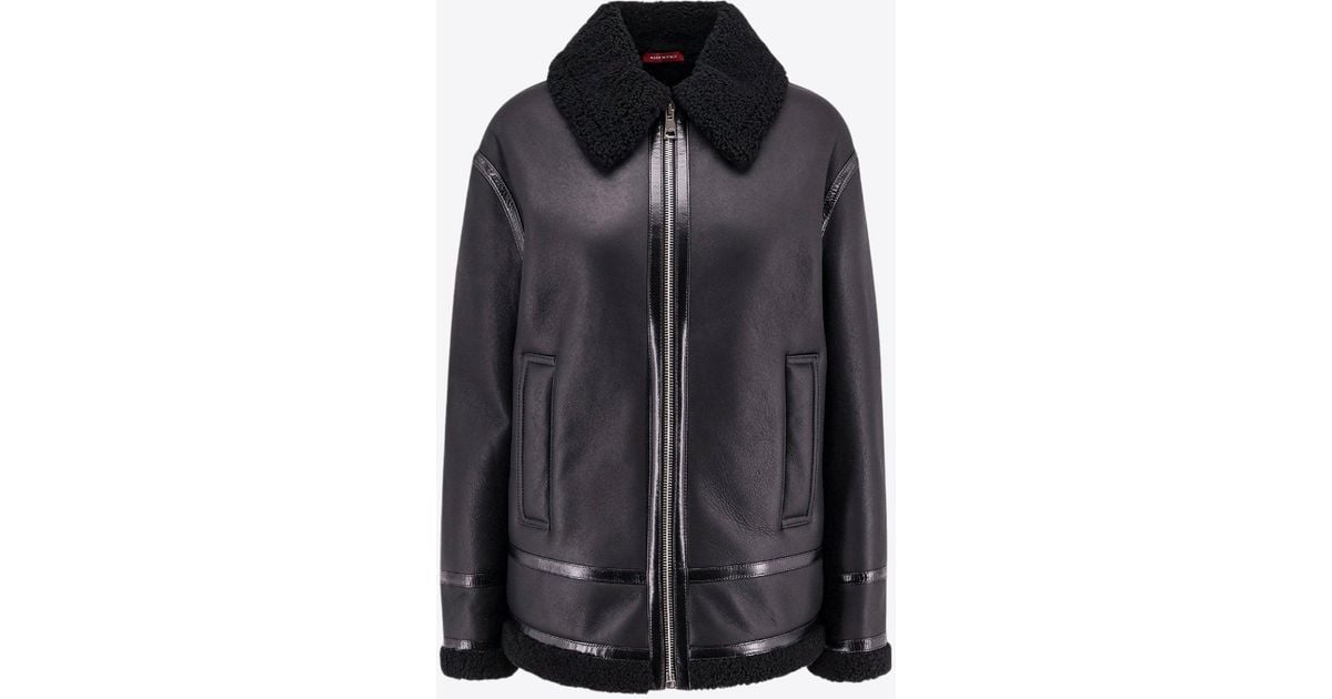 Gucci Shearling-Trimmed Leather Jacket in Black | Lyst