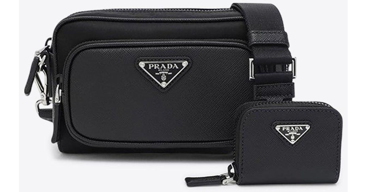 Prada Compact Messenger Bag With Zip-Pouch in White for Men | Lyst