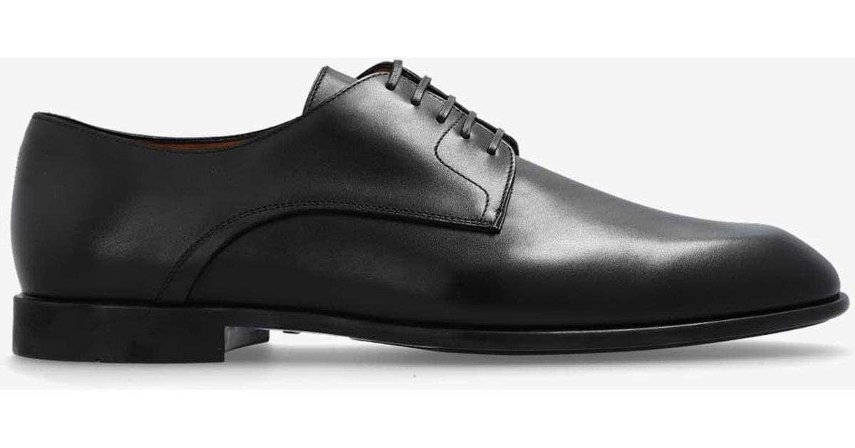 Ferragamo Fosco Calf Leather Derby Shoes in Black for Men | Lyst