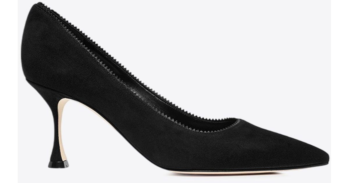 Manolo Blahnik Osmaclo 70 Suede Pumps in Black | Lyst