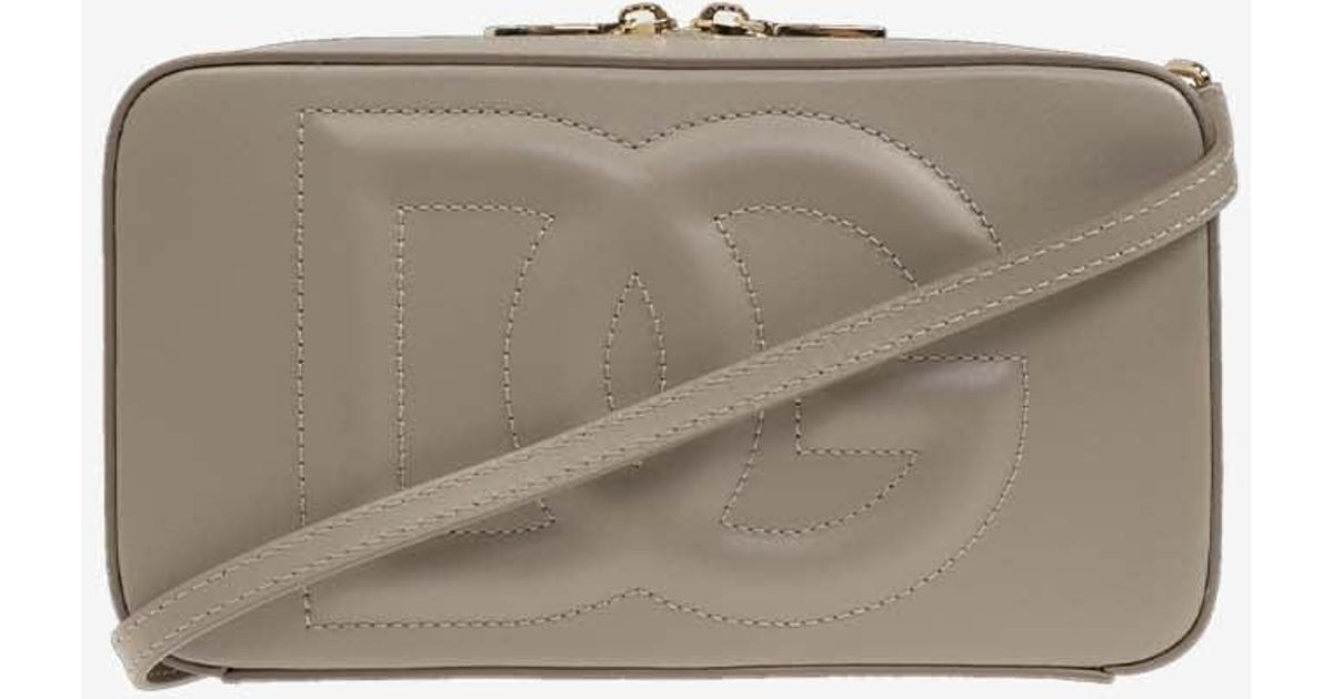 Dolce & Gabbana Small Dg Logo Leather Camera Bag in Natural | Lyst