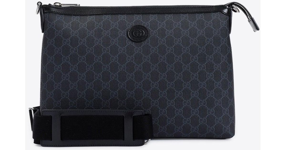 Gucci Large Gg Monogram Messenger Bag in Blue for Men | Lyst
