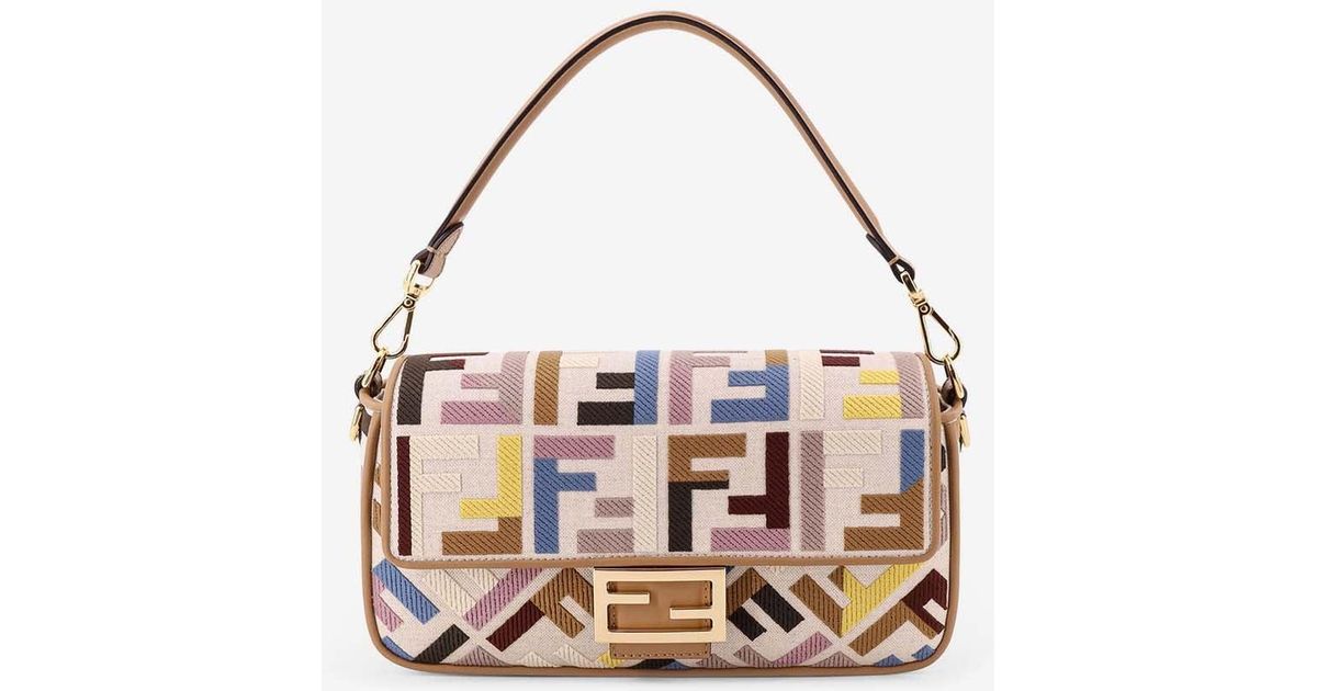 Fendi Medium Baguette Ff Monogram Shoulder Bag in Blue | Lyst