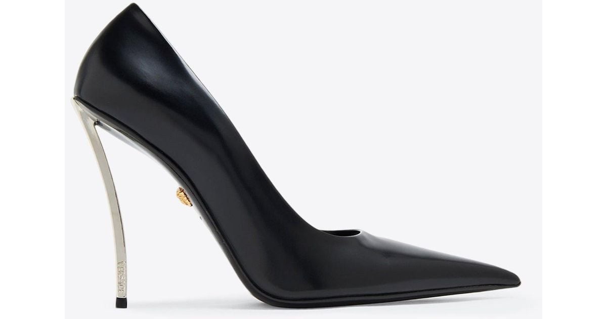 Versace Pin Point 110 Calf Leather Pumps in White | Lyst