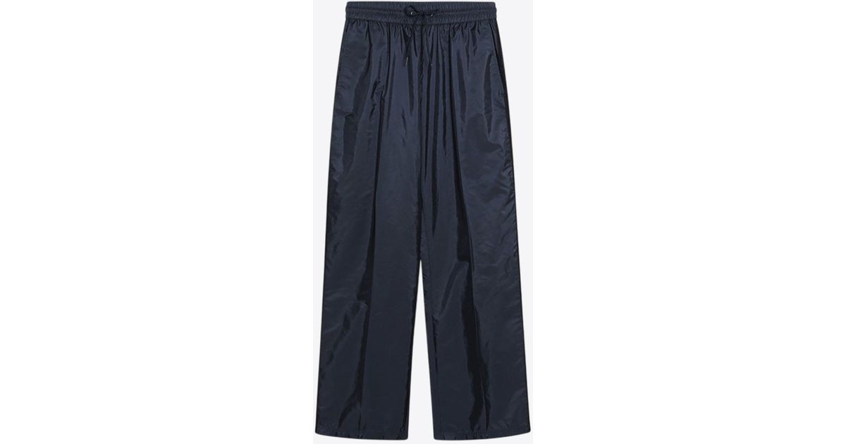 Prada Triangle Logo Nylon Track Pants in Blue | Lyst