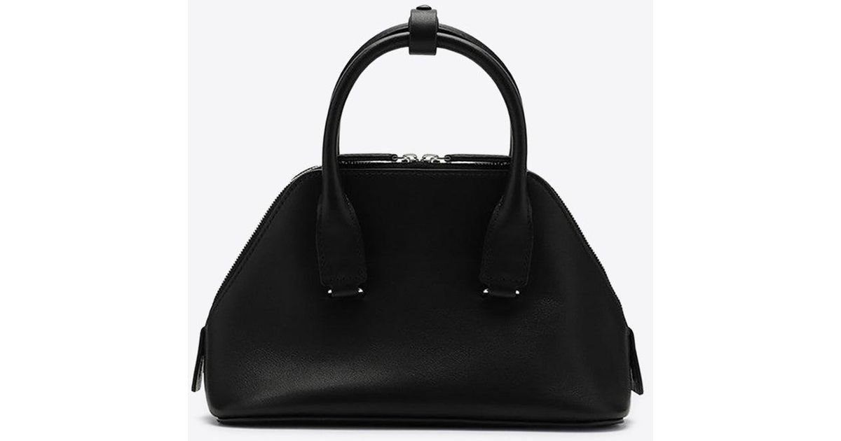 The Row Mini Devon Leather Top Handle Bag in Black | Lyst