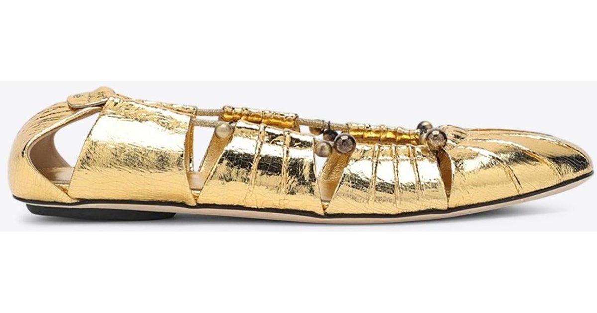 Chloé Luna Cut-Out Metallic Ballet Flats in White | Lyst