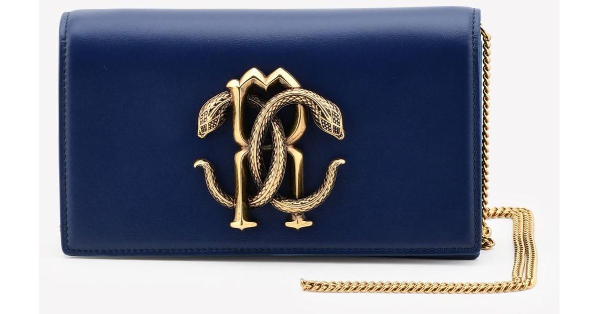 Roberto Cavalli Small 'mirror-snake' Shoulder Bag In Leather in Blue | Lyst