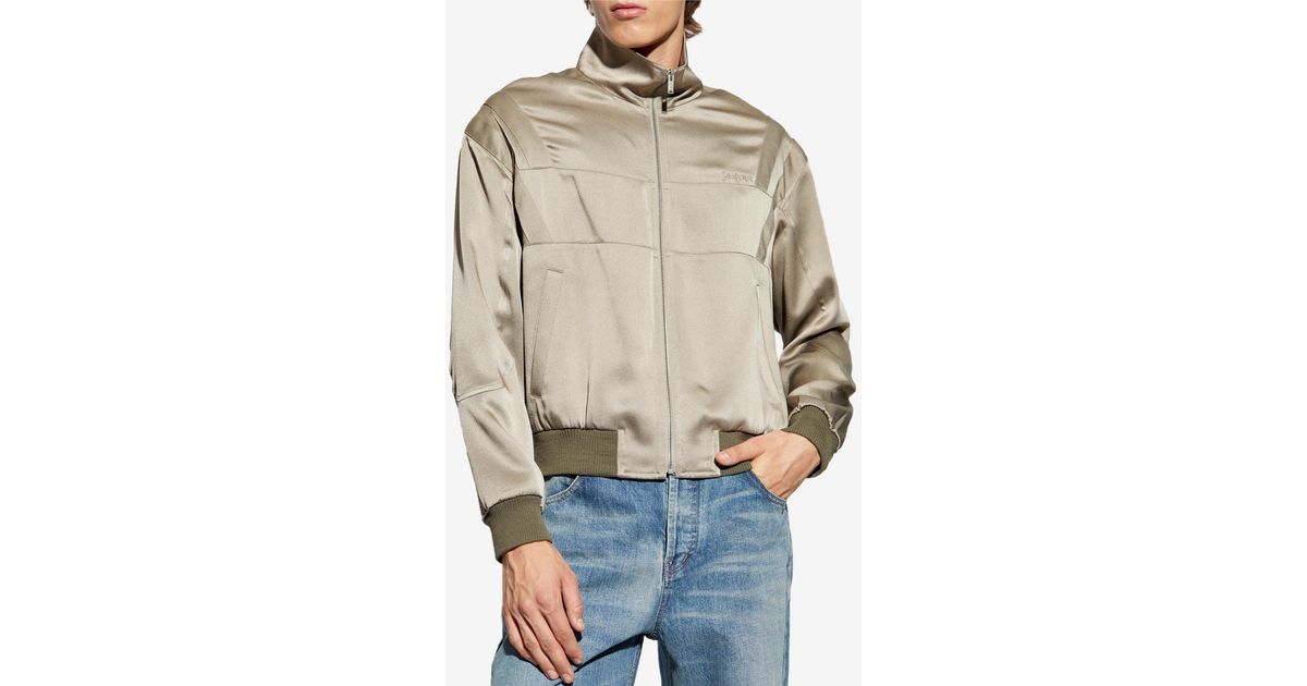 Saint Laurent Teddy Zip-Up Bomber Jacket in Blue for Men | Lyst