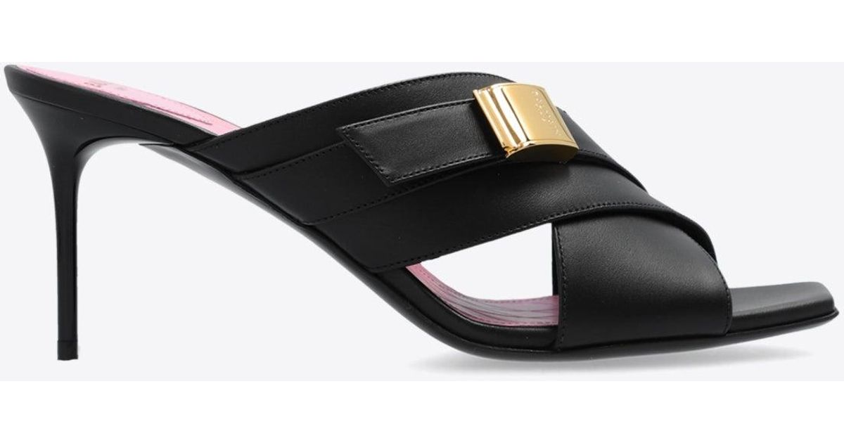 Balmain 75 Crossover Leather Mules in White | Lyst