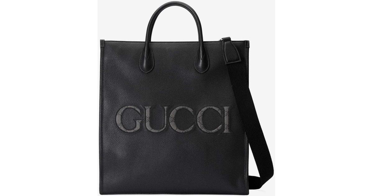 Gucci Embossed Logo Top Handle Bag in Black for Men | Lyst