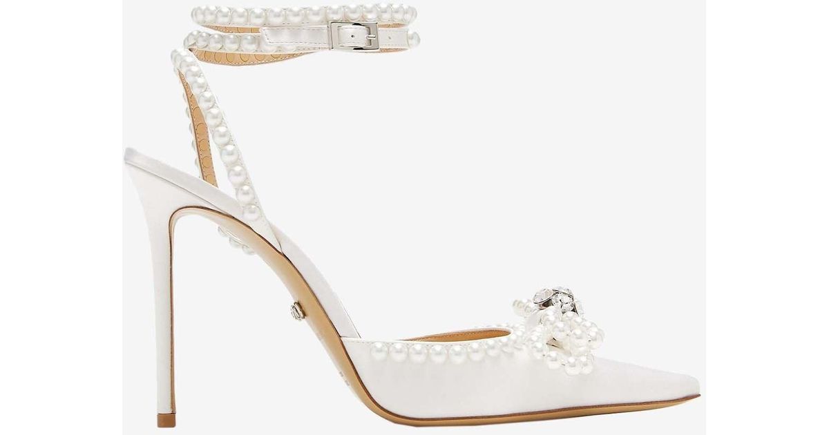 Mach & Mach Double Bow 110 Pearl Embellished Pumps in White | Lyst