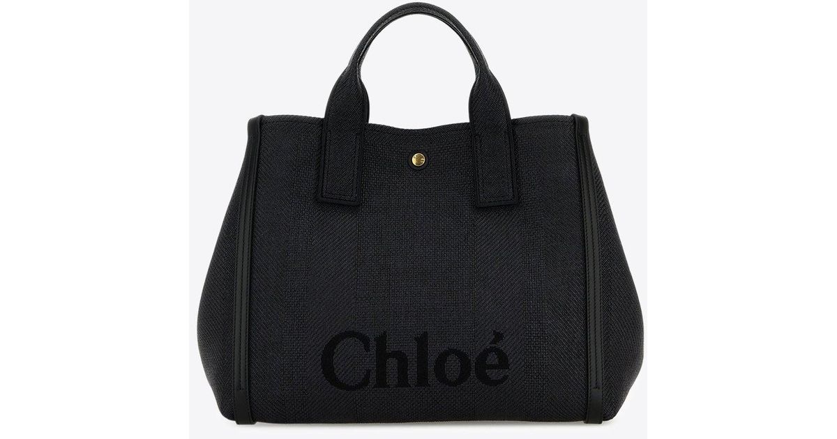 Chloé Medium Carry Logo Shoulder Bag in Black | Lyst
