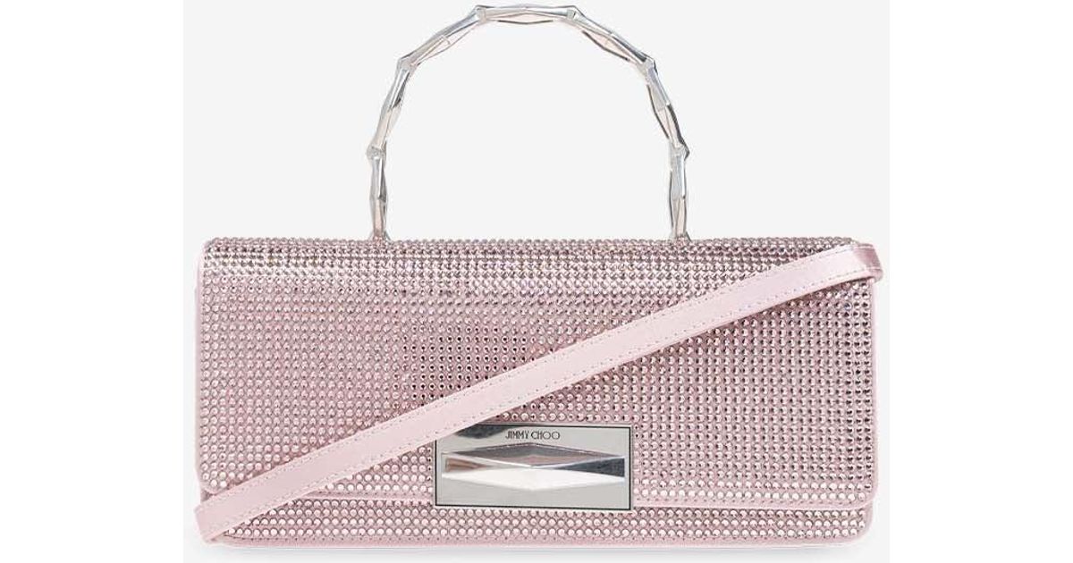 Jimmy Choo Diamond Chain Crystal Embellished Top Handle Bag in Pink | Lyst