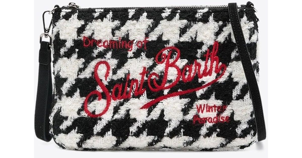 Mc2 Saint Barth Parisienne Houndstooth Zip Pouch in White | Lyst