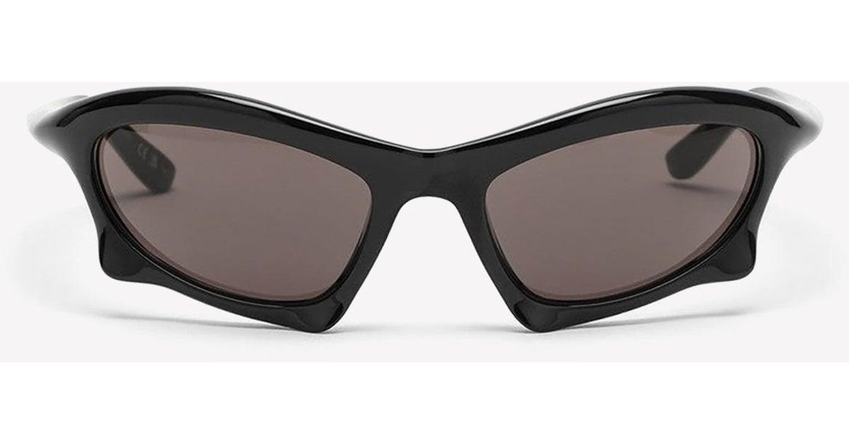 Balenciaga Bat Rectangle Sunglasses Black Black in Gray | Lyst