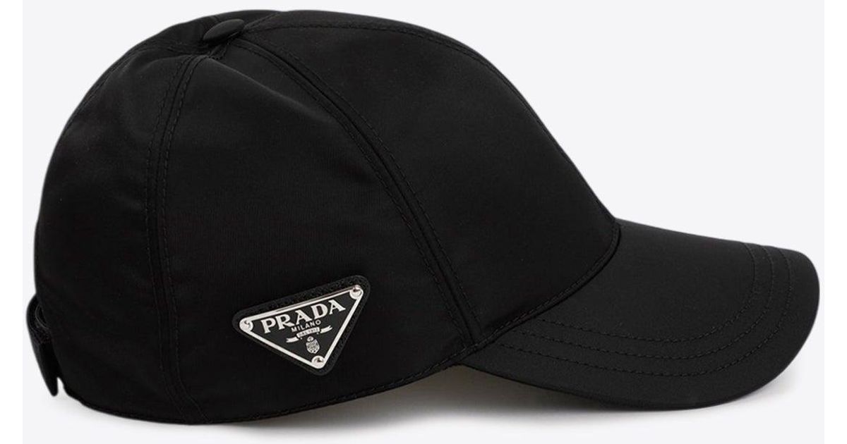 Prada Logo Re-Nylon Baseball Cap in Black for Men | Lyst