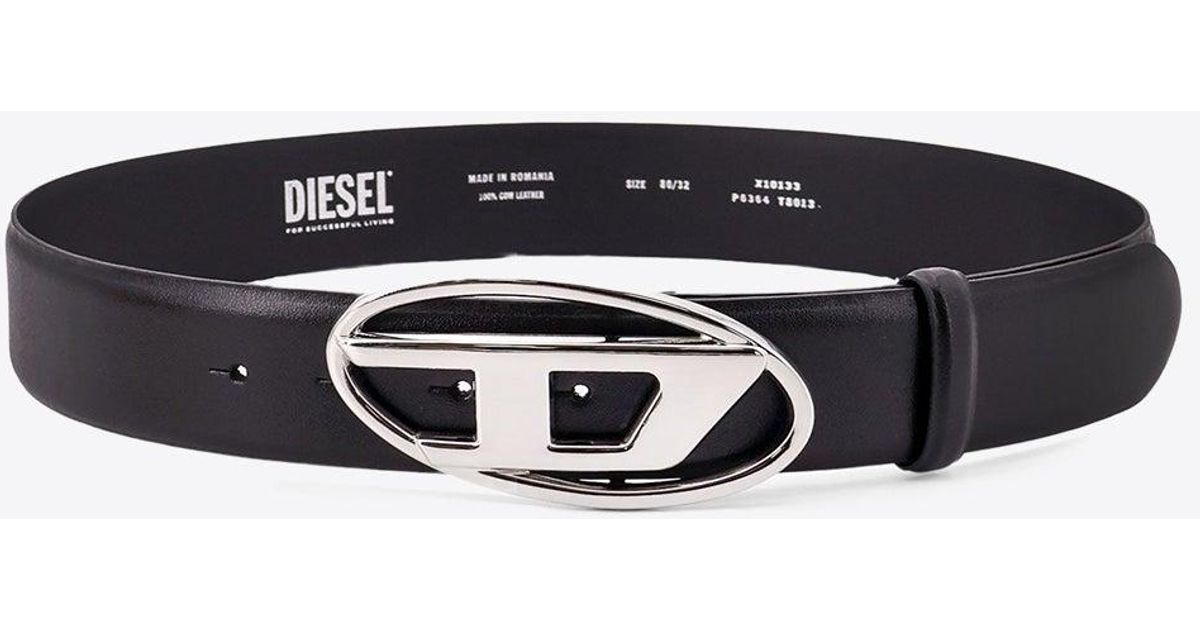 DIESEL B-1Dr Oval D Buckle Leather Belt in White for Men | Lyst