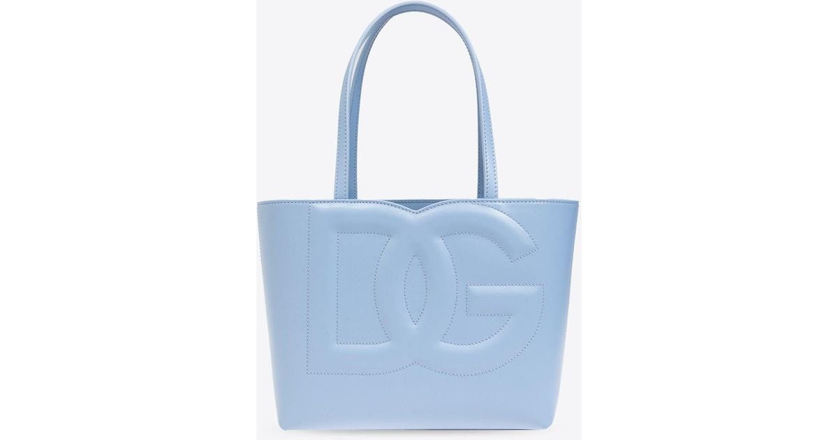 Dolce & Gabbana Small Dg Logo Leather Tote Bag in Blue | Lyst