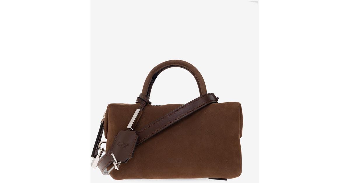 Max Mara Small Holdall Leather Top Handle Bag in Brown | Lyst