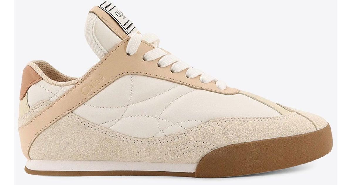 Chloé Kick Leather And Suede Low-Top Sneakers in White | Lyst