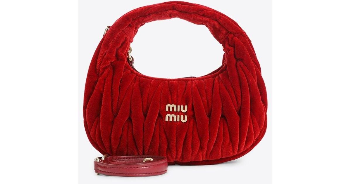 Miu Miu Mini Matelassé Top Handle Bag in Red | Lyst