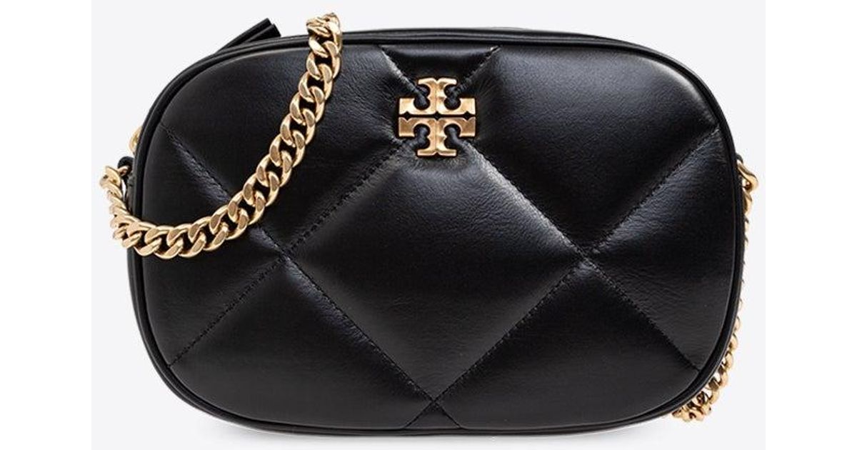 Tory Burch Small Kira Quilted Leather Camera Bag in Black | Lyst