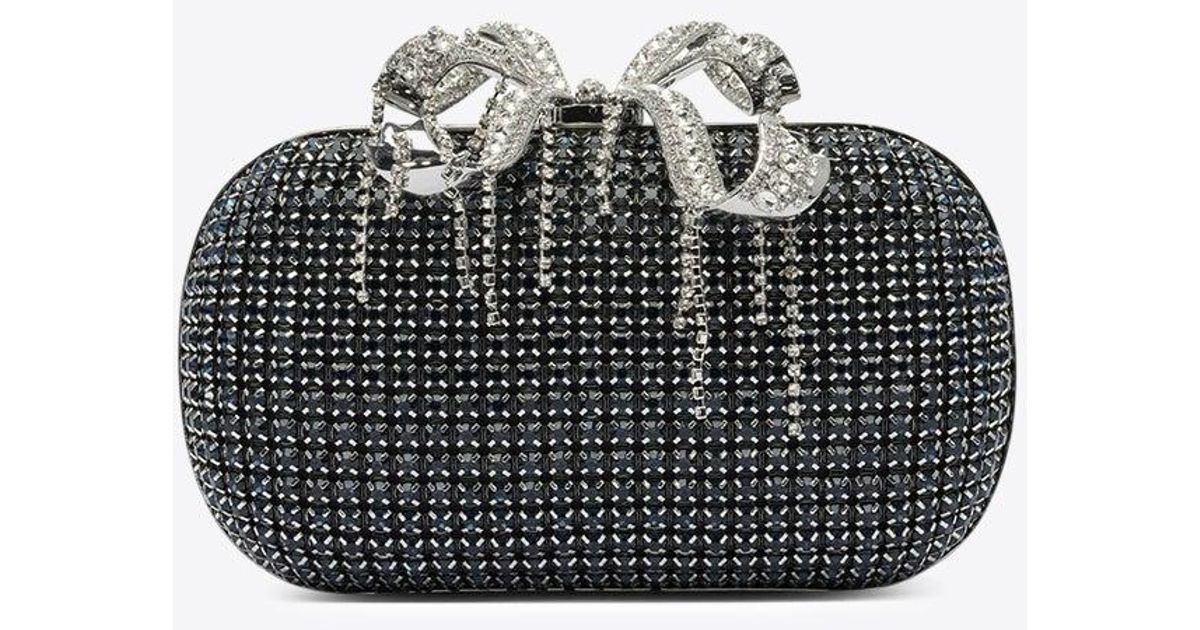 Self-Portrait Chainmail Crystal-Embellished Clutch in Blue | Lyst